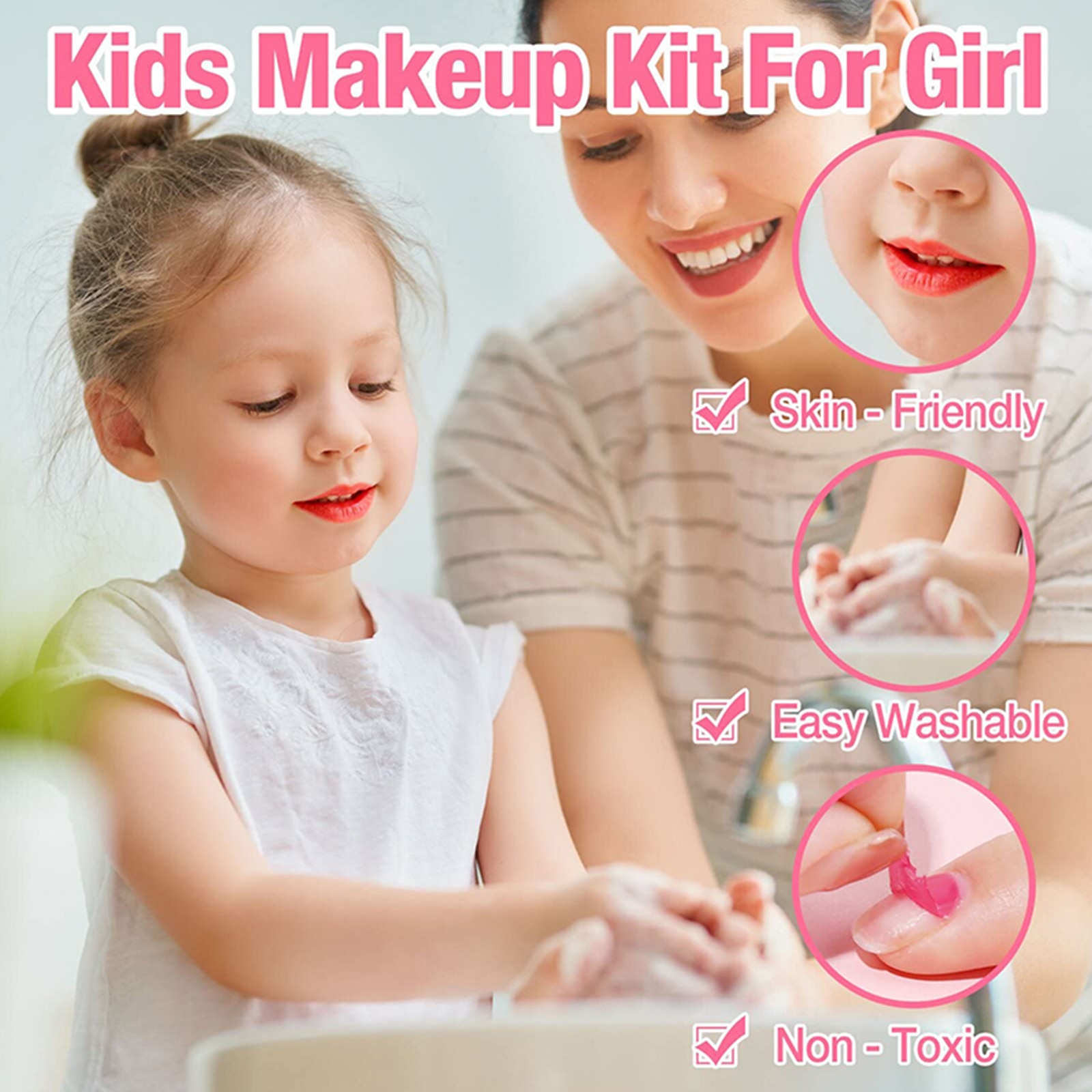 Set make up trusa pentru copii + 3 ani, Darklove, Cu lampa uscare ...