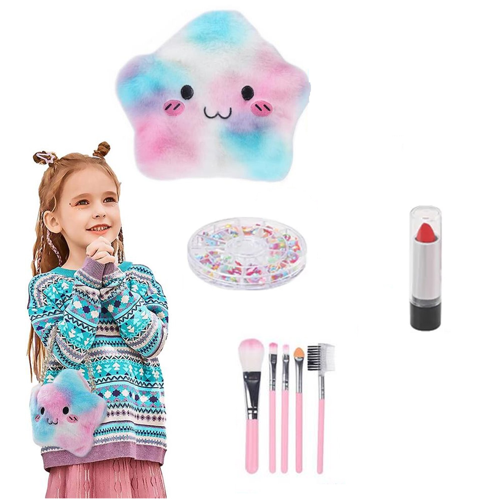 Set make up trusa pentru copii + 3 ani, Darklove, Cu lampa uscare ...