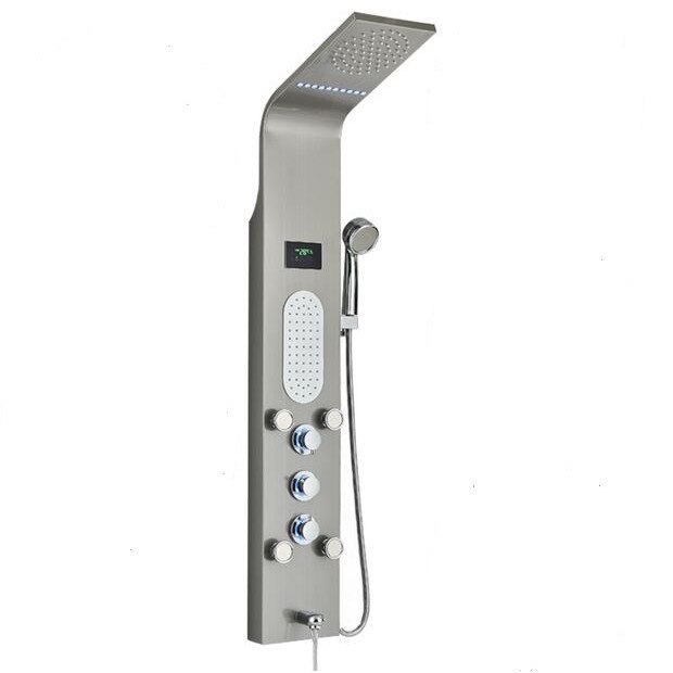Panel de dus multifunctional cu led, nichelat, efect de ploaie, sistem ...