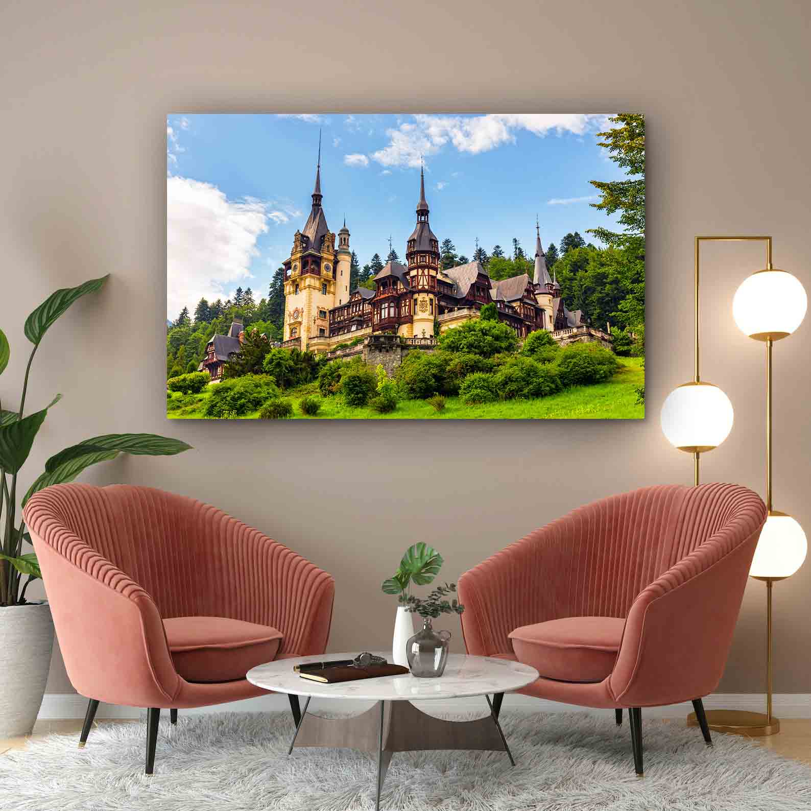 Tablou canvas Castelul Peles in Sinaia 9571, panza 360g pe sasiu lemn ...