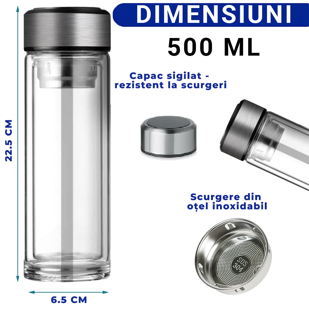 Sticla Termoizolanta cu Ecran LED, Afiseaza Temp, Din INOX Alimentar ...