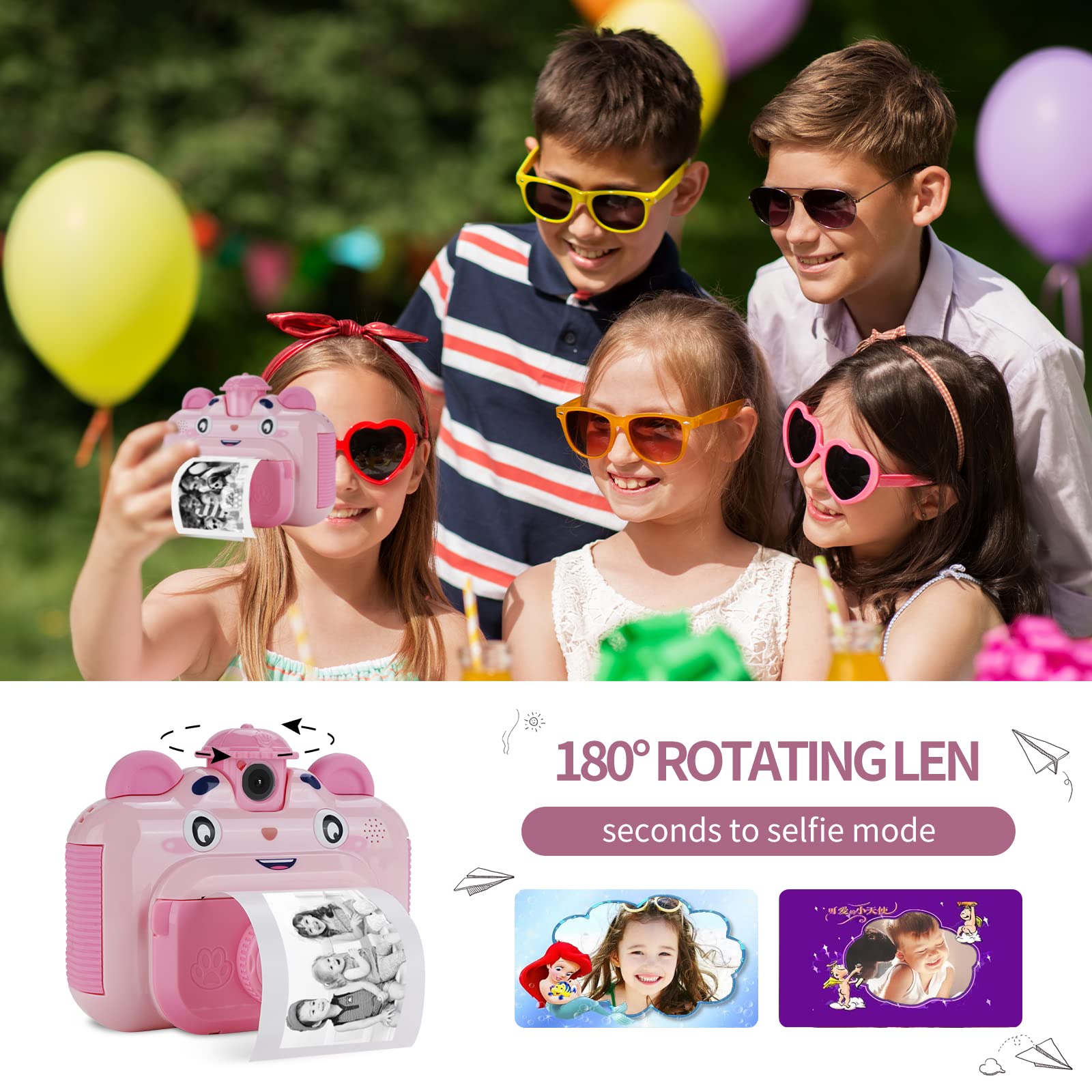 Walalla Instant Print Kids digitális fényképezőgép 1080P 32 GB 3-12 ...