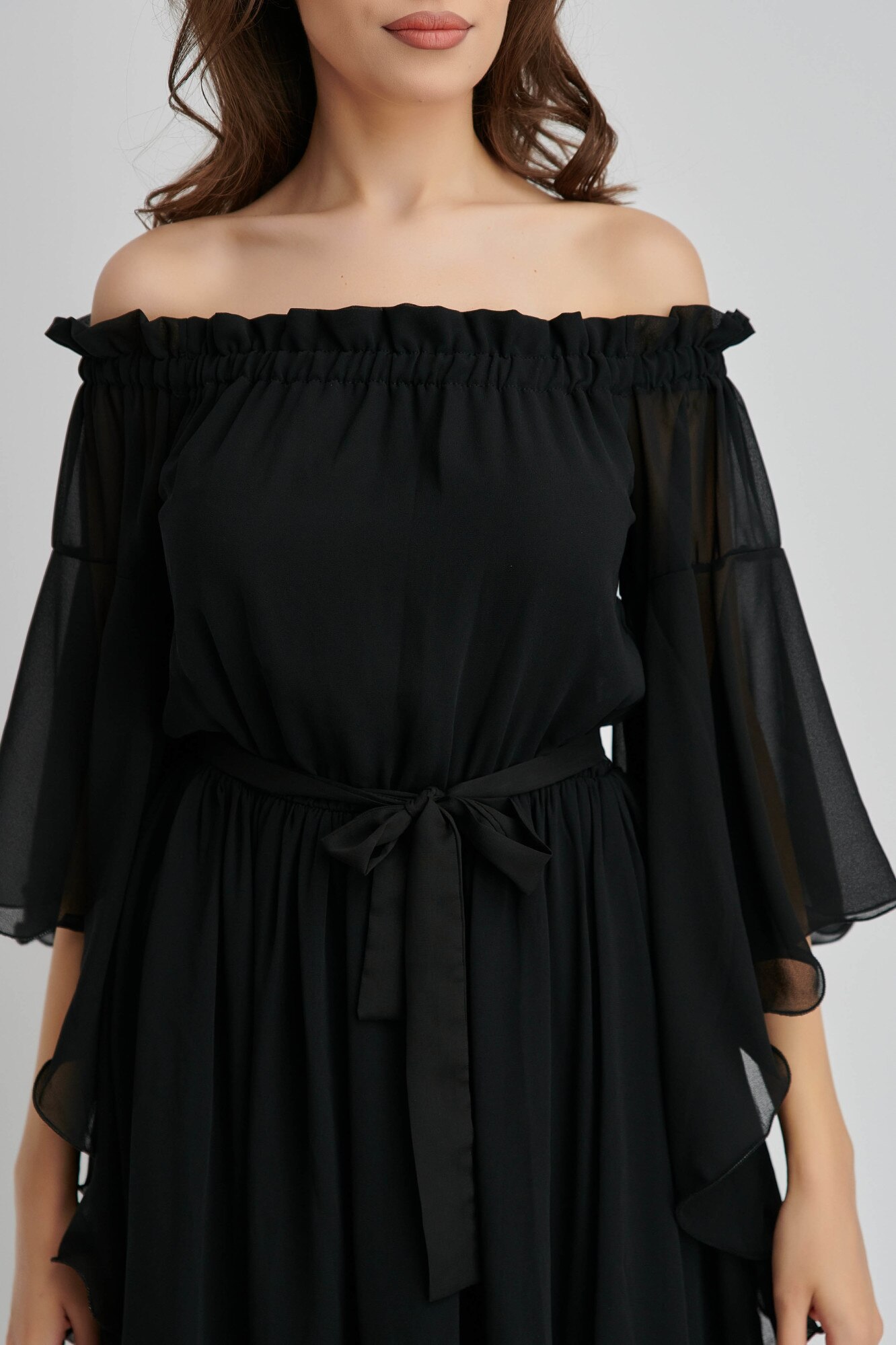 Rochie eleganta scurta din voal, Lucia M, Negru - eMAG.ro