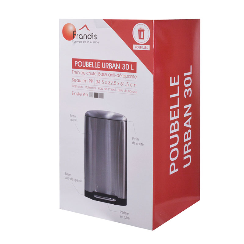 Кош за отпадъци 30 L с педал, безшумно затваряне, Frandis, подвижна ...