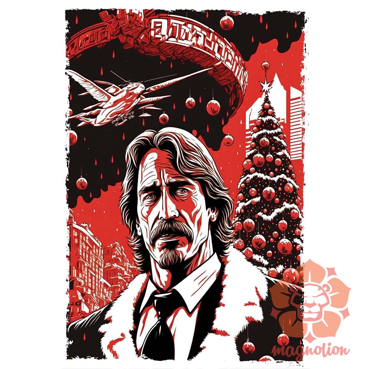 Hans Gruber portré fanart v4 férfi póló, Fehér, M - eMAG.hu