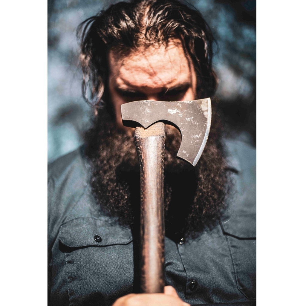 Topor forjat CRKT Freyr cu lama calita de 115 mm, coada din nuc de ...