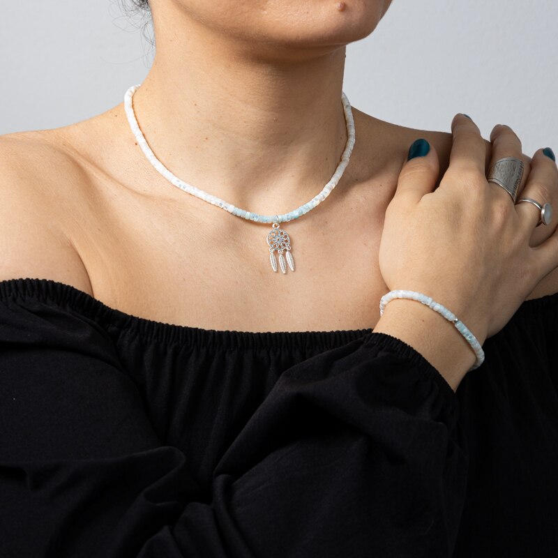 Colier Ezera, din sidef de scoici, inchidere si accesorii din Argint ...