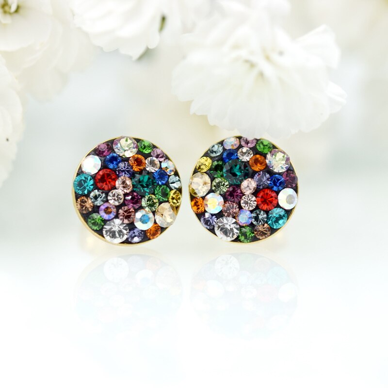 Cercei Swarovski Ball Multicolori, Argint 925 placat cu aur - eMAG.ro