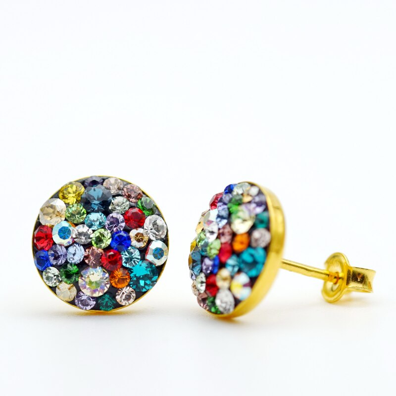 Cercei Swarovski Ball Multicolori, Argint 925 placat cu aur - eMAG.ro
