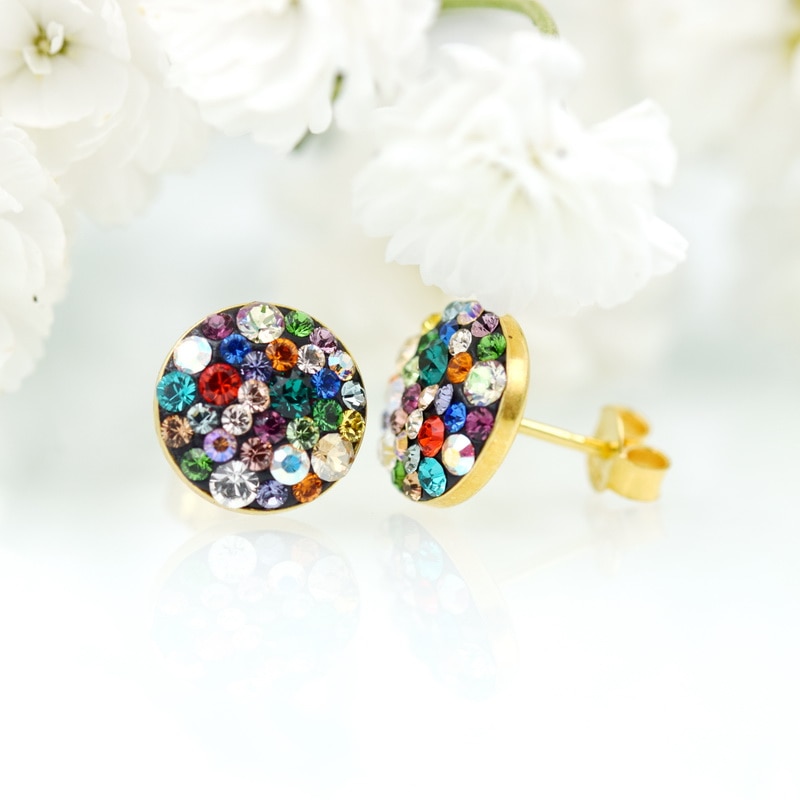 Cercei Swarovski Ball Multicolori, Argint 925 placat cu aur - eMAG.ro