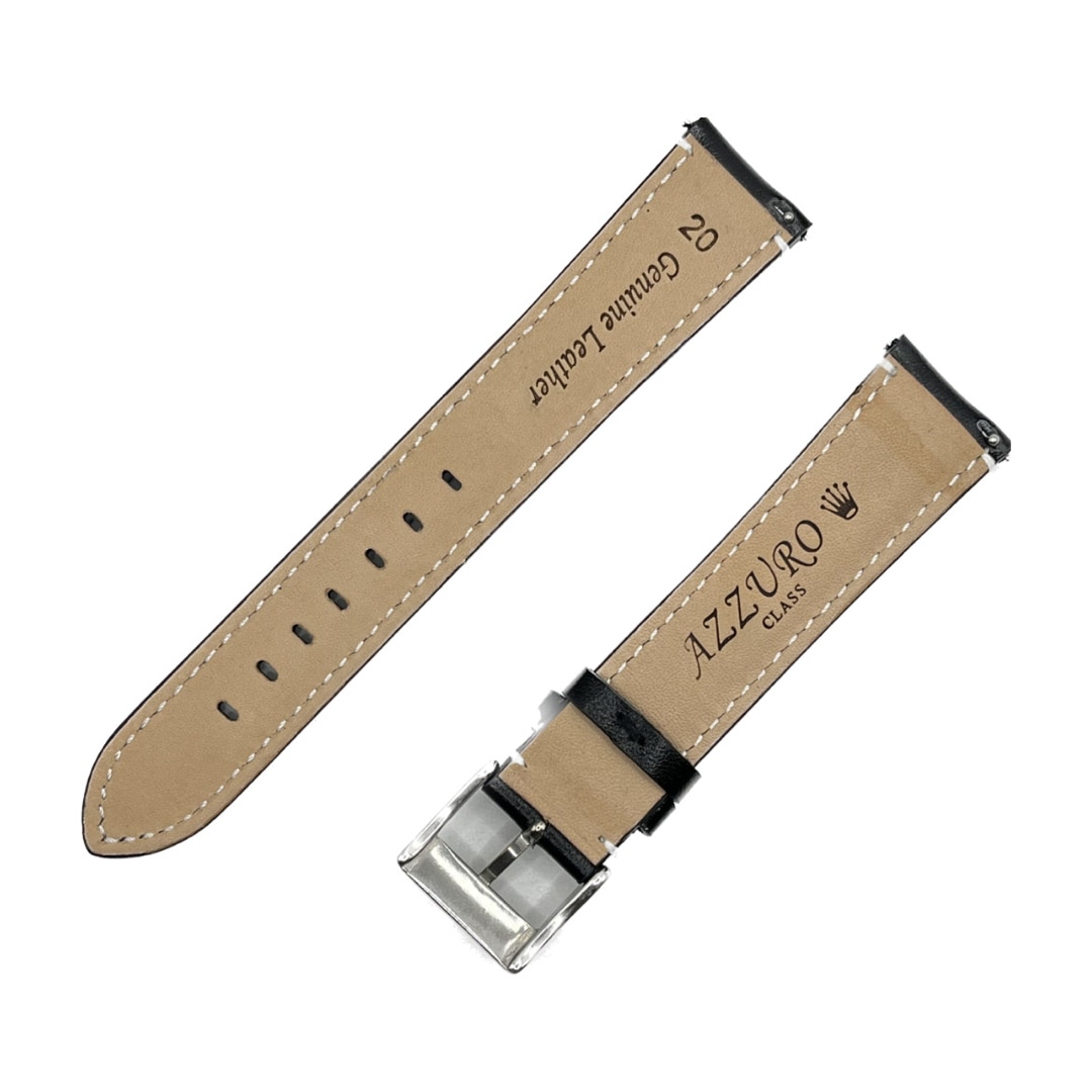 Curea ceas, Piele Naturala, Negru, Alb, 24mm - eMAG.ro