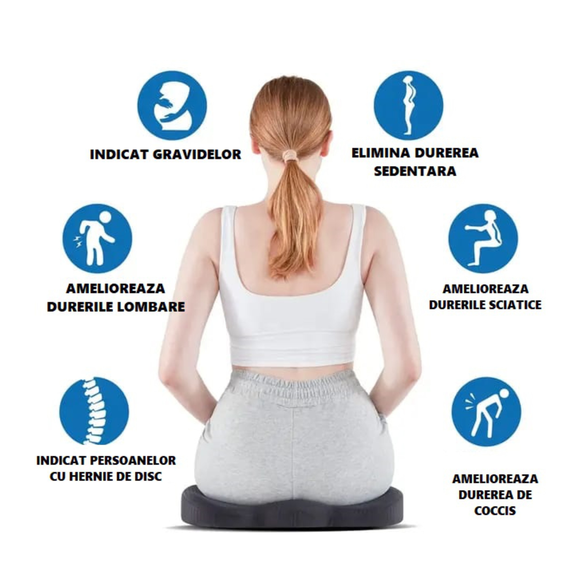 Perna ortopedica pentru sezut din spuma cu memorie si gel racoritor ...