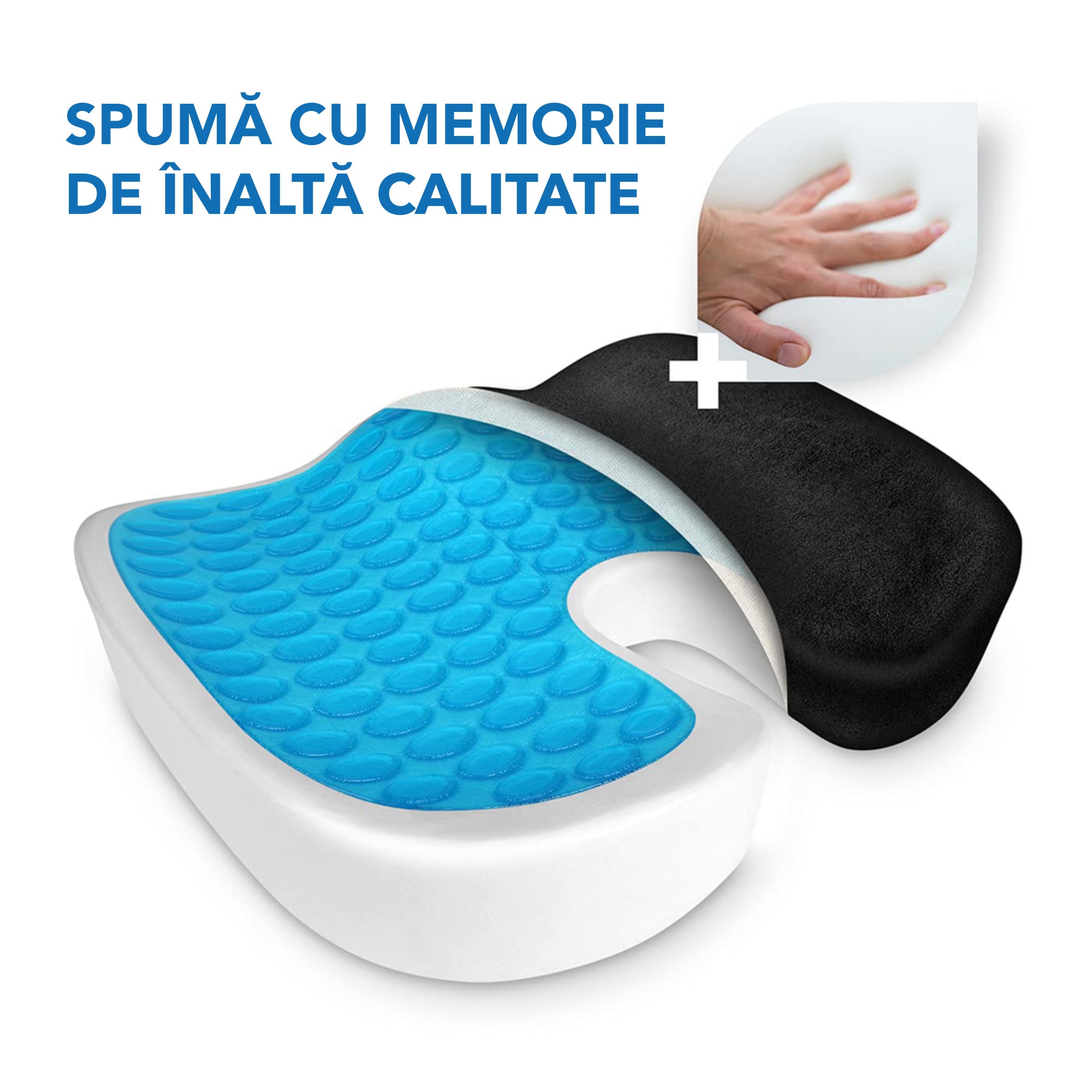 Perna ortopedica pentru sezut din spuma cu memorie si gel racoritor ...