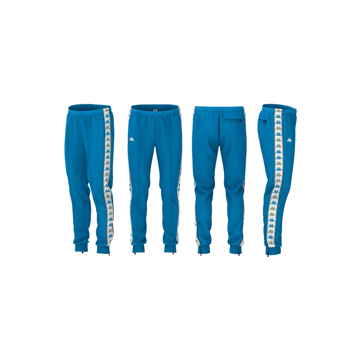 Pantaloni sport cu banda logo laterala si slituri cu fermoar la glezna ...