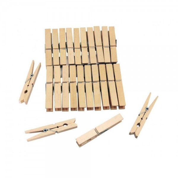 Set Carlige clasice din lemn de bambus pentru rufe, 20 Buc, Lungime 7.1 ...