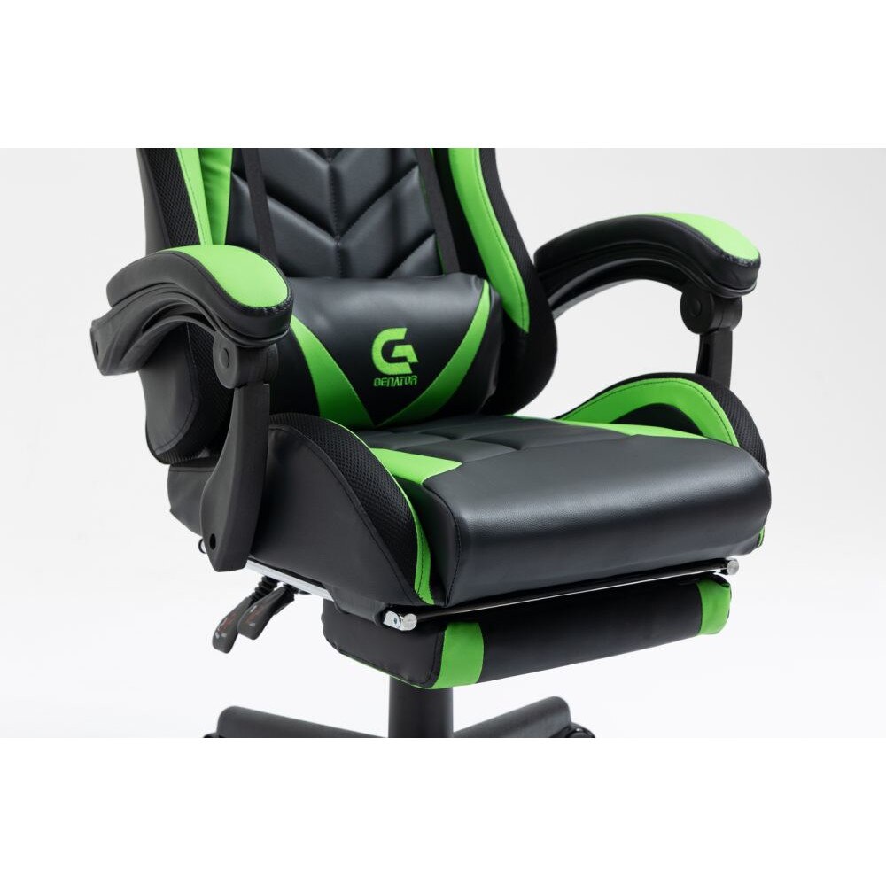 Scaun gaming, sistem iluminare banda LED RGB, masaj in perna lombara ...