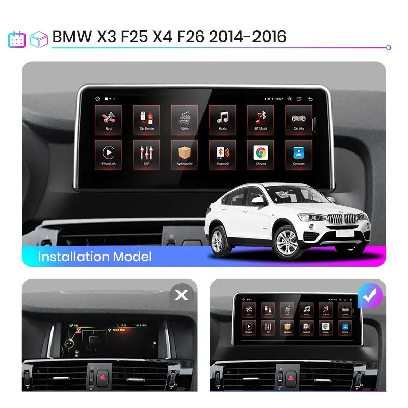 Navigatie Bmw X3 F25, X4 F26, Android, CIC, 4GB RAM 64GB, Carplay, Wifi ...