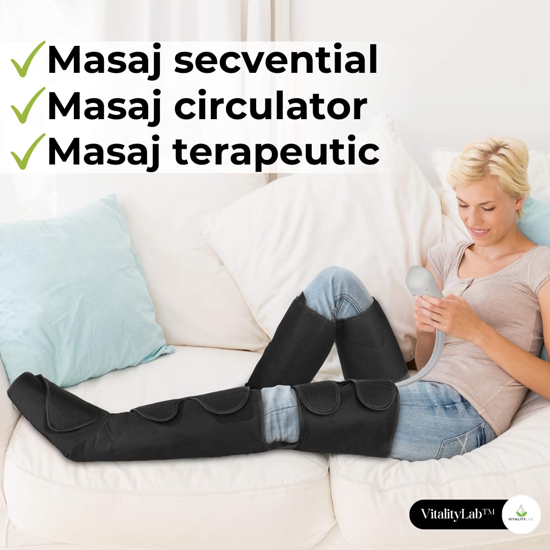 Aparat masaj picioare Pro Massager Vitality Lab™, drenaj limfatic, 3 ...