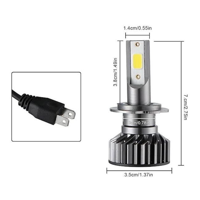 Комплект от 2 LED крушки за кола H7, F2 COB, 100W, canbus, 6500K ...