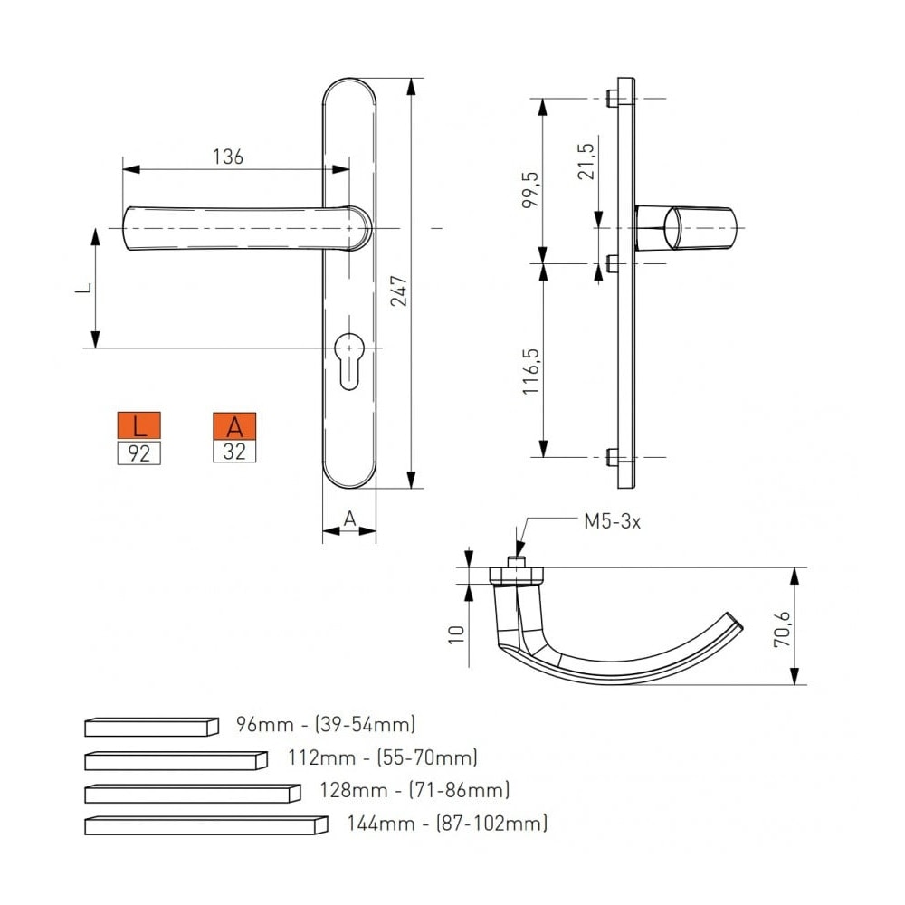 Maner usa exterior Jowisz, cu sild pentru cilindru, cu arc, material ...