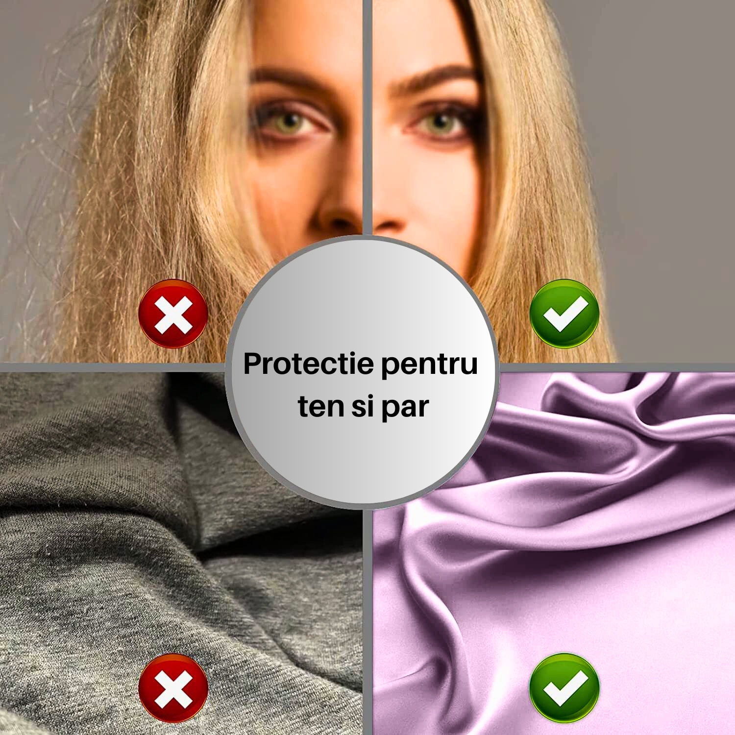 Fata Perna din Satin pentru par si ten RealVDM®, Dimensiune 50 x 70 ...