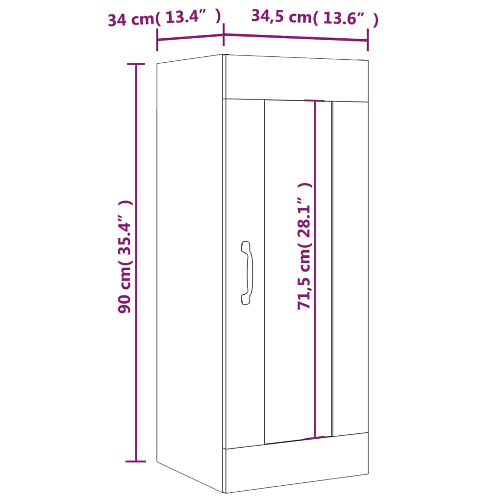 Dulap de perete suspendat vidaXL, alb, 34, 5 x 34 x 90 cm, 812456 - eMAG.ro