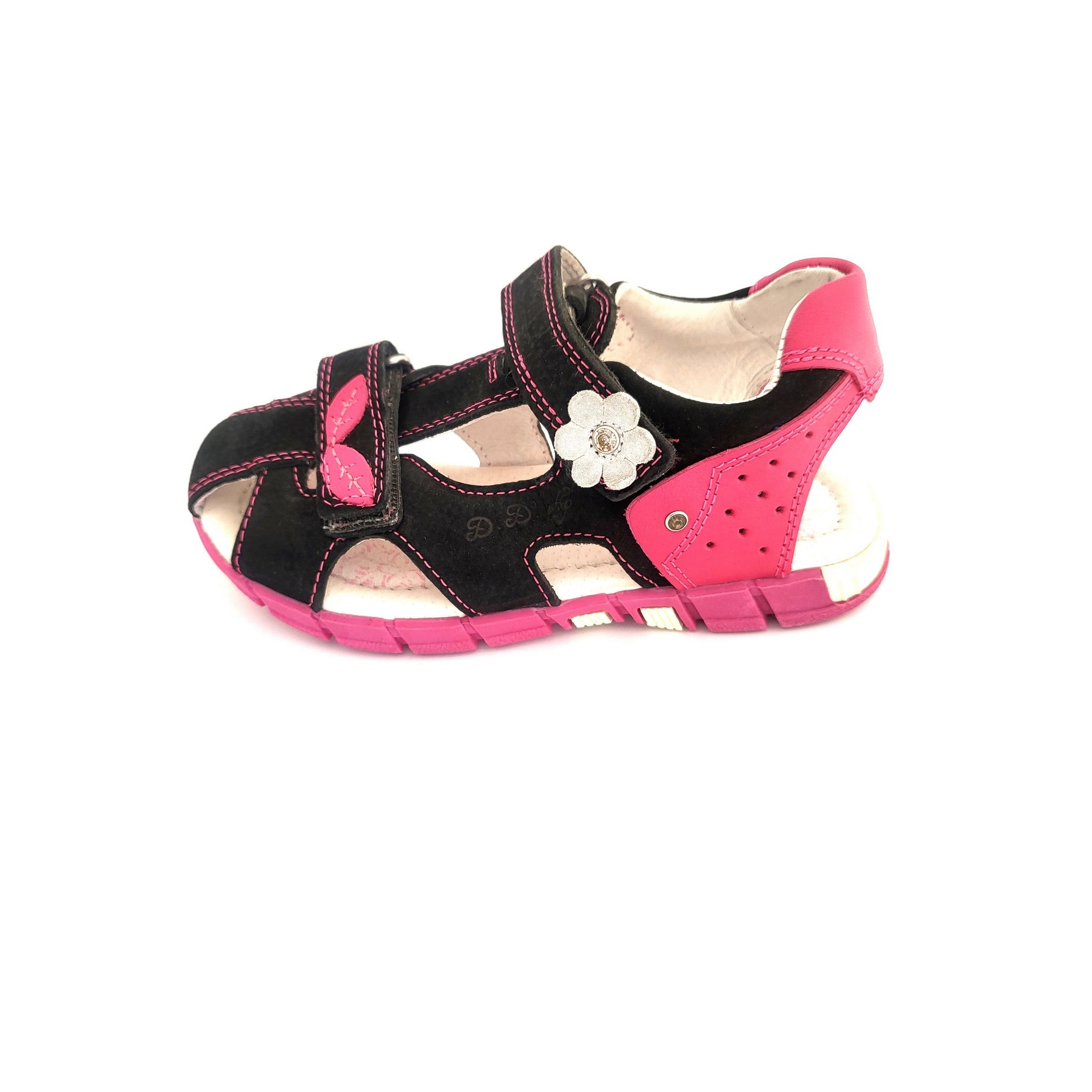 Sandale fete, DD Step, DD03, negru cu fucsia, 30 EU - eMAG.ro