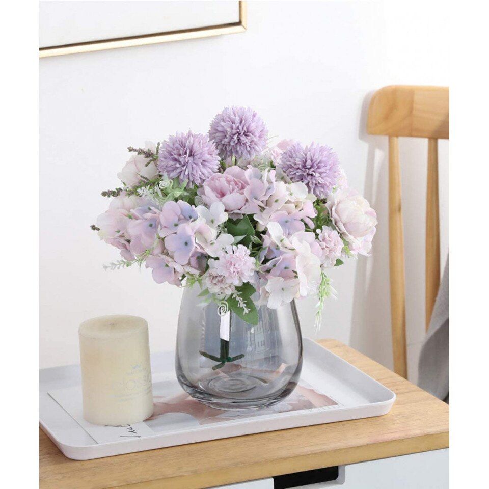 Set de 3 flori artificiale Hawesome, plastic/matase, mov, 32 x 20 cm ...