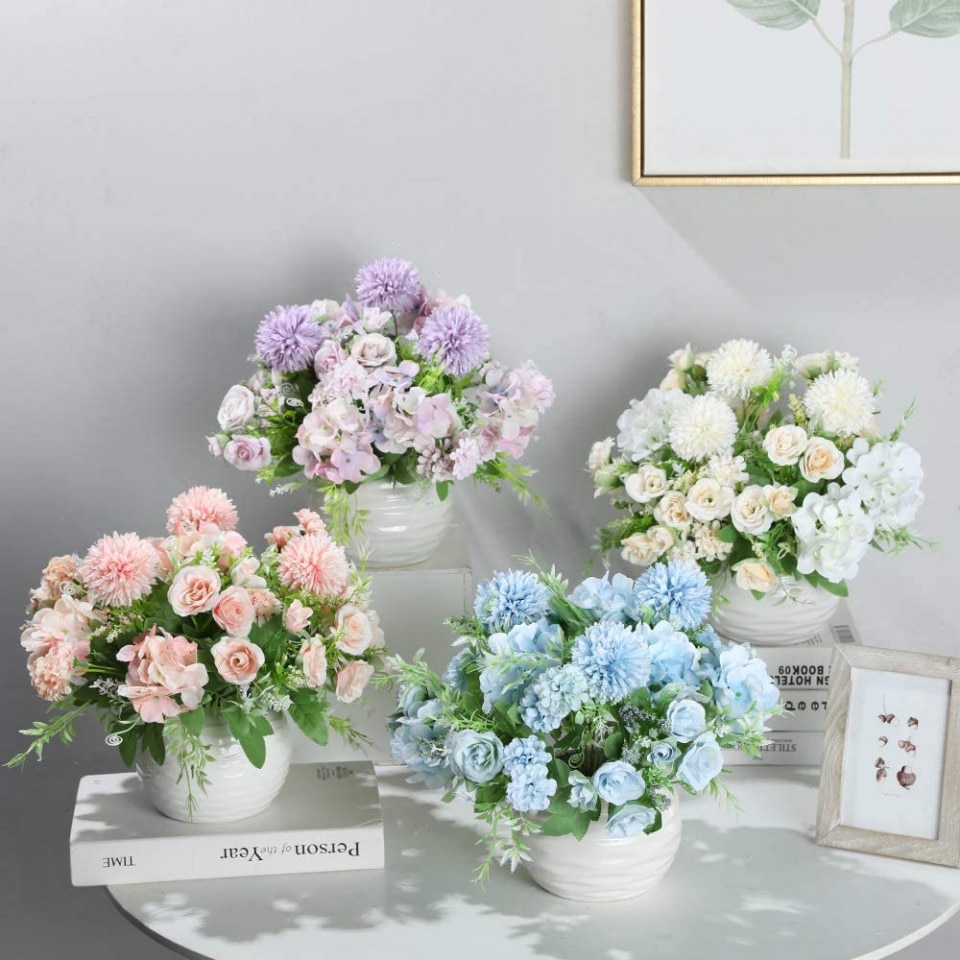 Set de 3 flori artificiale Hawesome, plastic/matase, mov, 32 x 20 cm ...
