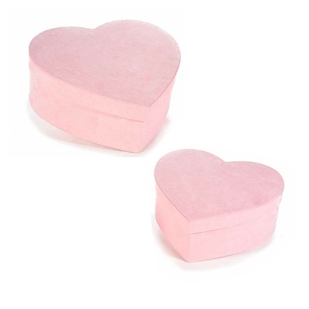 Set 2 cutii velur roz Inimioara 26x24.5x10 cm, 22x20x9 cm - eMAG.ro
