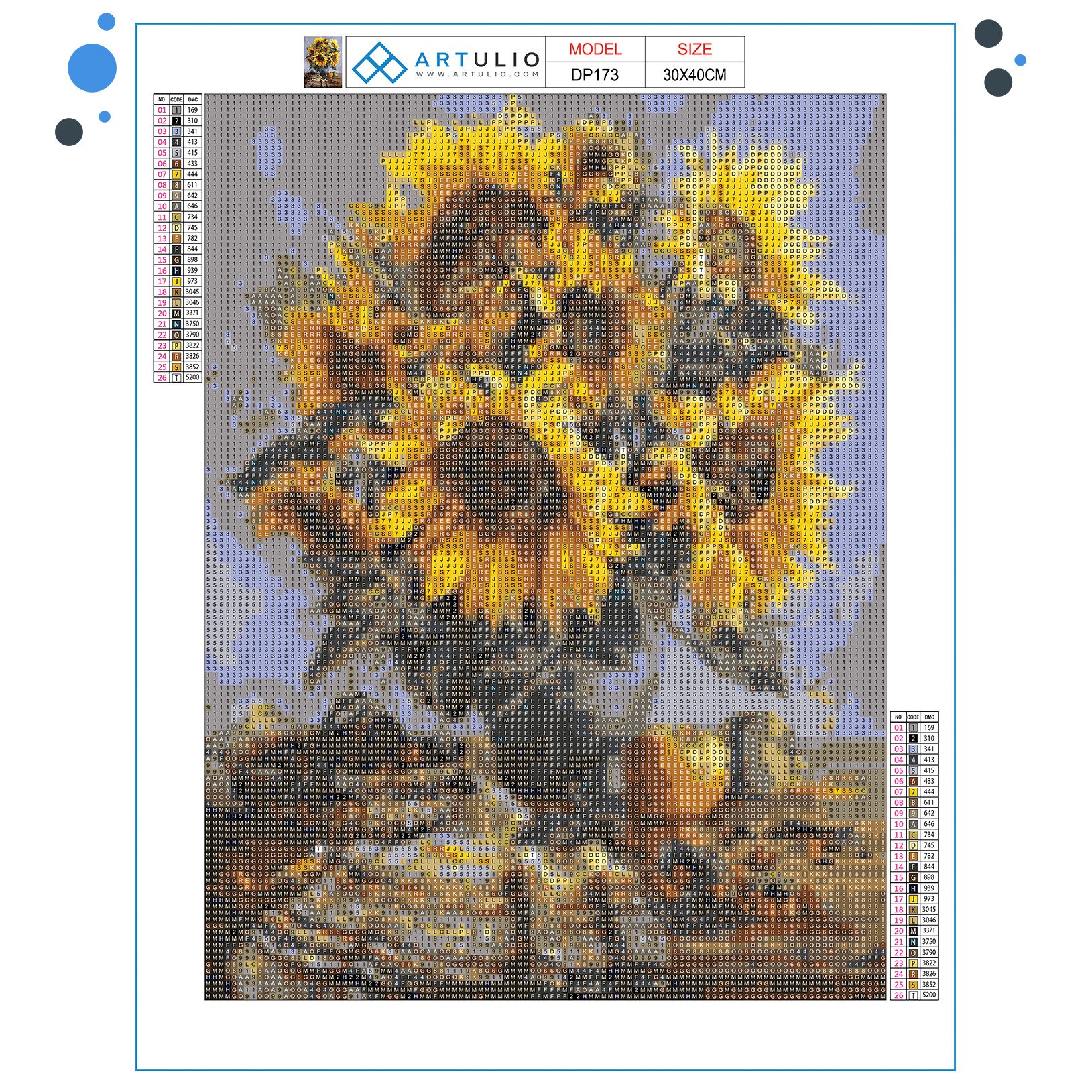 Set de broderie cu diamante, ARTULIO pictura 5D, 30x40cm, Kit Goblen - Flori galbeni pe masa de ...