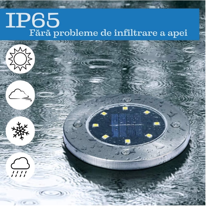 Set 4 lampi solare pentru gradina rotunde - eMAG.ro