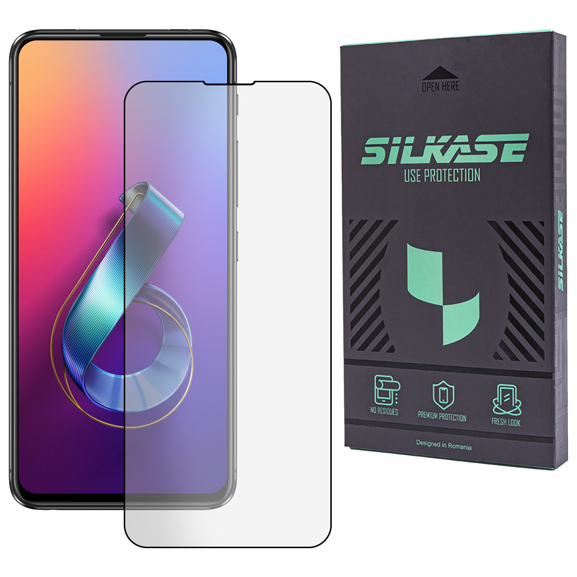 Folie sticla mata SILKASE pentru Asus Zenfone 6, Full Glue, Full ...