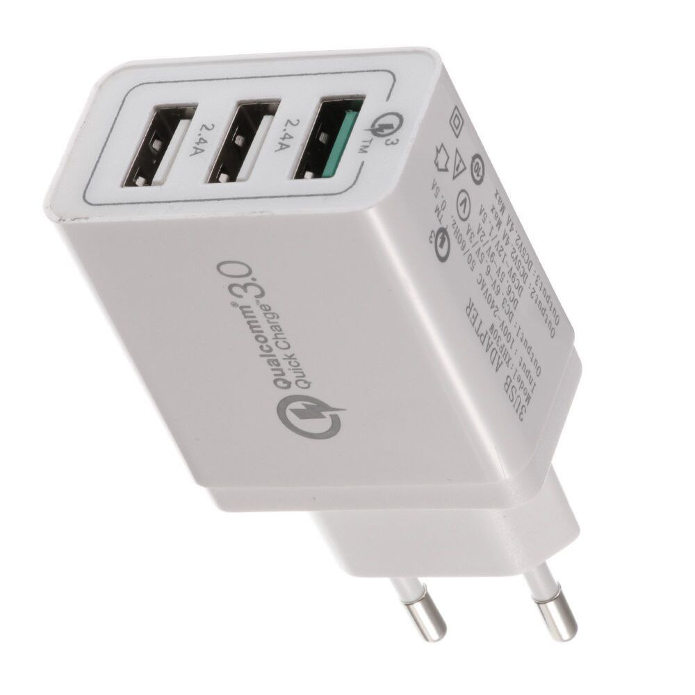 Adaptor universal priza cu 3 porturi USB, Qualcomm 3.0 - eMAG.ro