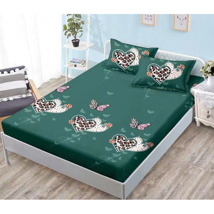 Set Husa de Pat cu Elastic din Finet, pentru Pat Dublu, 3 Piese, 2 Fete ...