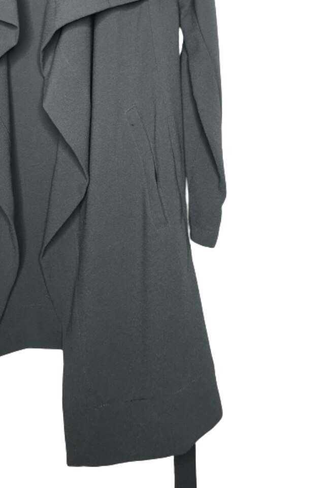Trenci de dama, gri, asimetric, modern, petrecut, cu buzunare laterale ...