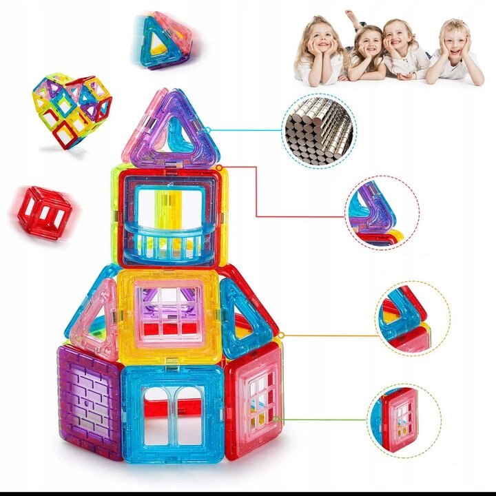 Set Piese Magnetice 3D de Construit Educational si Creativ pentru Copii ...