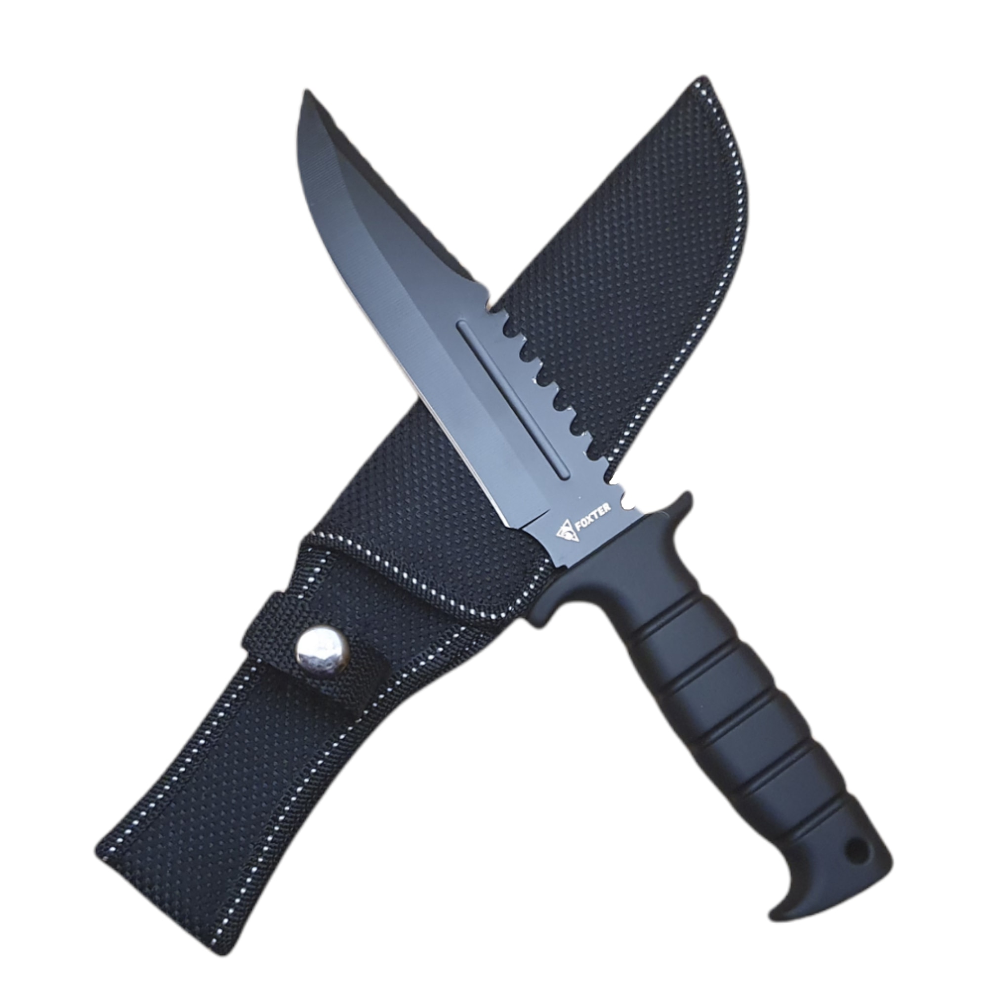 Cutit tactic de vanatoare Foxter, 29 cm, husa de protectie, negru - eMAG.ro