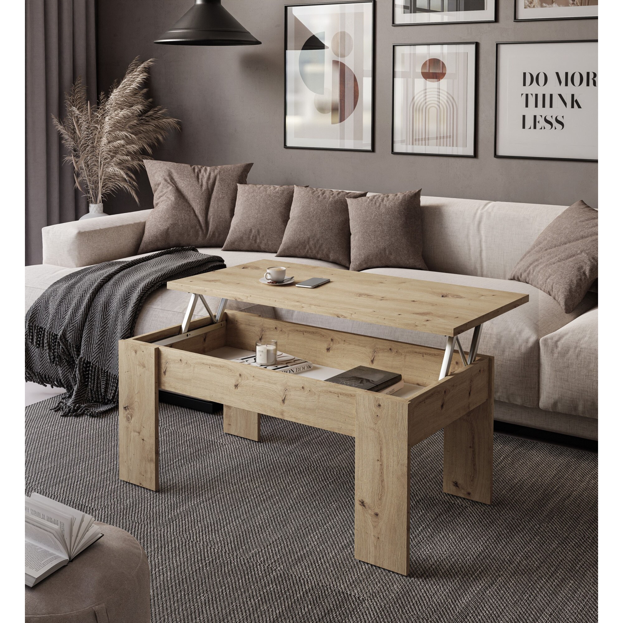 Masa de Cafea Extensibila APERTO, Lukmebel, Stejar Artisan, 100x45x50 ...