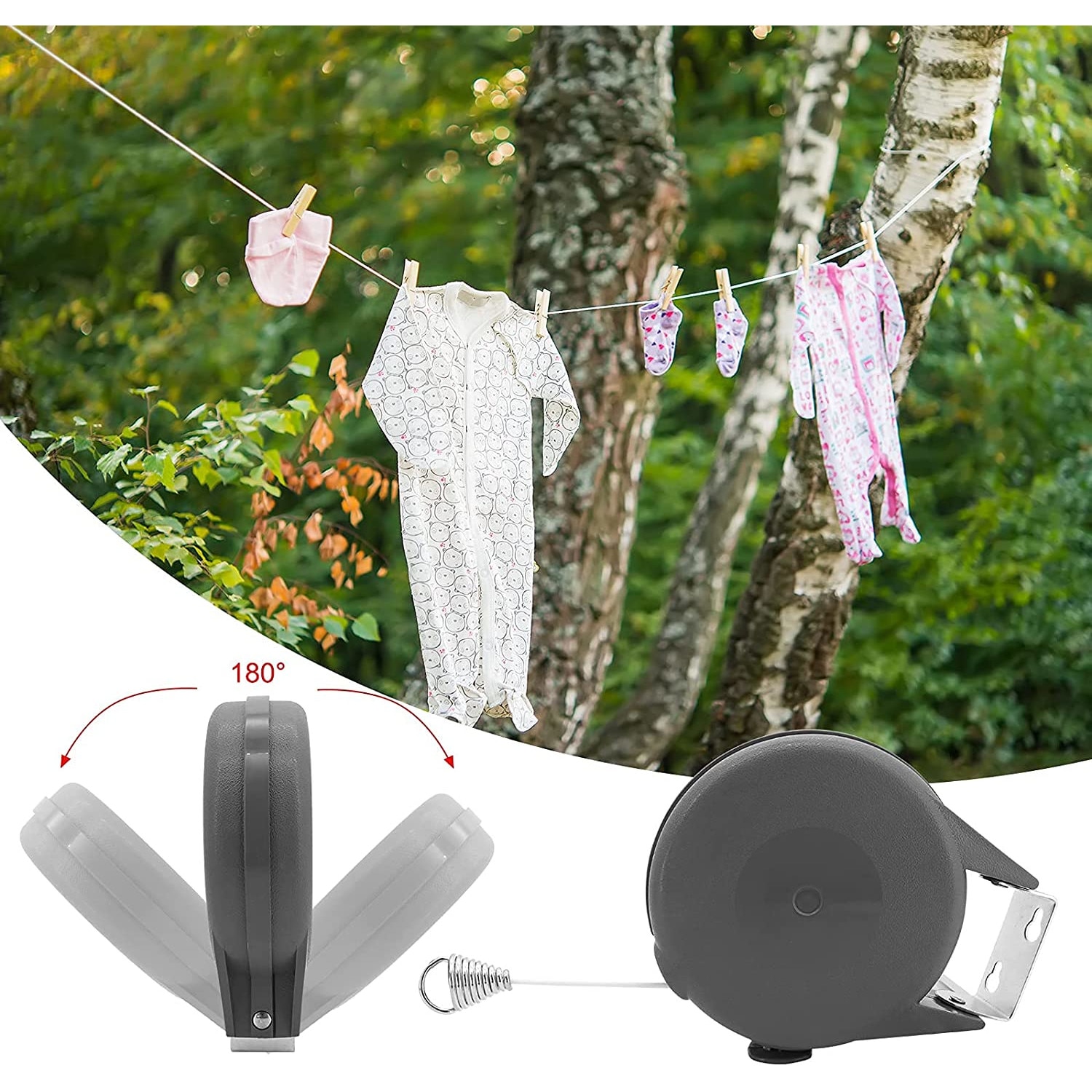 Sarma de rufe retractabila pentru interior/exterior, 12 m, Argintiu ...