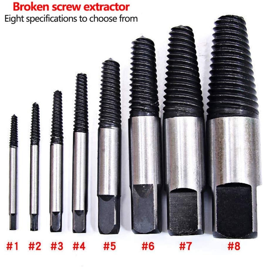 Set 8 bucati extractor de suruburi, Otel inoxidabil, Negru/Argintiu ...