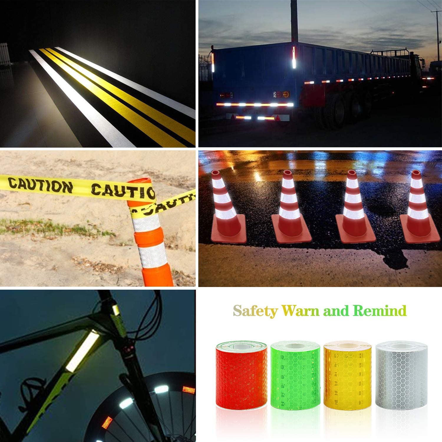 Set 4 role banda reflectorizanta pentru avertizare, PVC, Autoadeziva, 5 ...