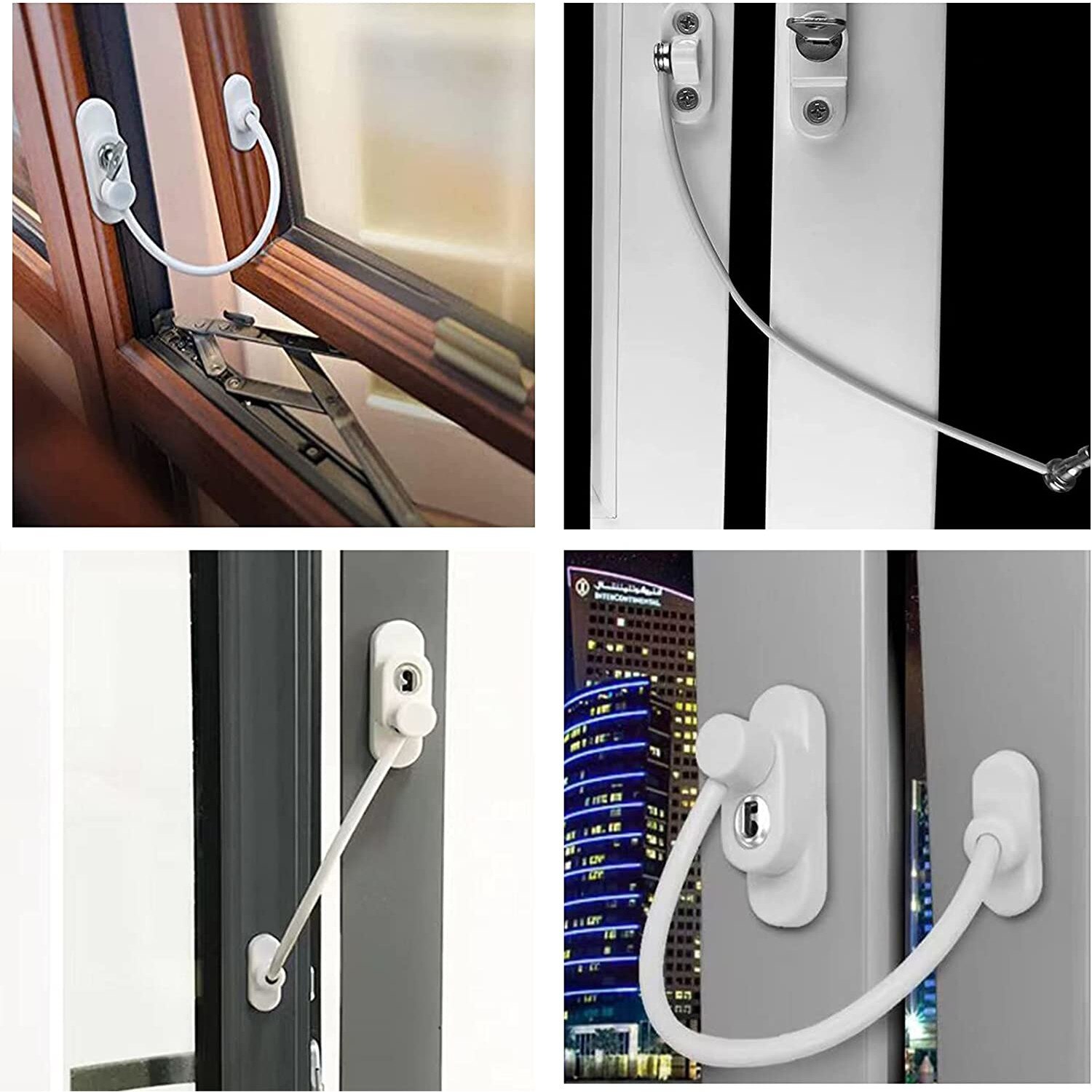 Cablu de prindere cu cheie, din inox, pentru siguranta copiilor, Alb ...