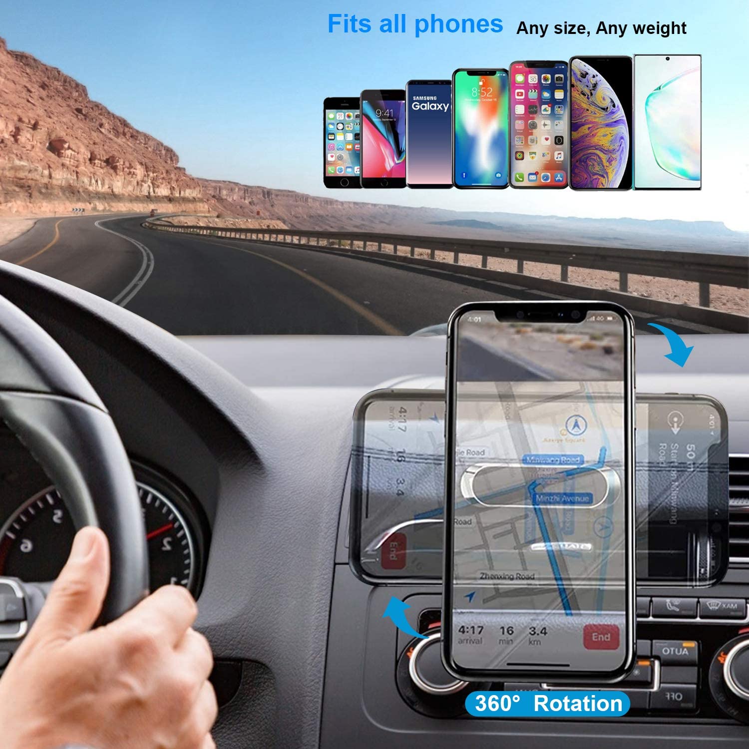 Suport magnetic de masina pentru telefon, Negru, 2 buc - eMAG.ro