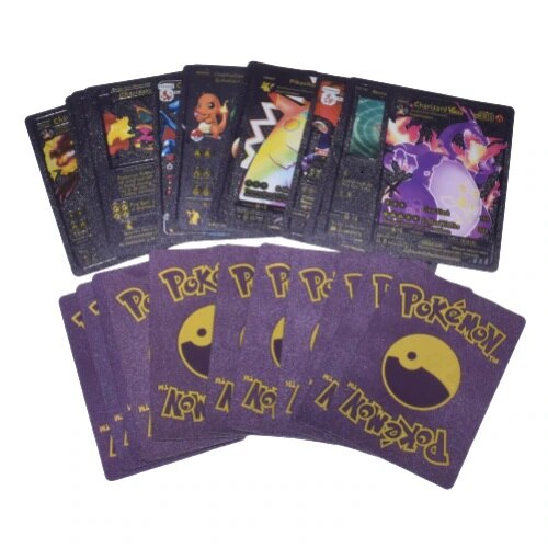 Pachet carti de joc Pokemon, 25 Carti, Editie speciala Black Purple ...