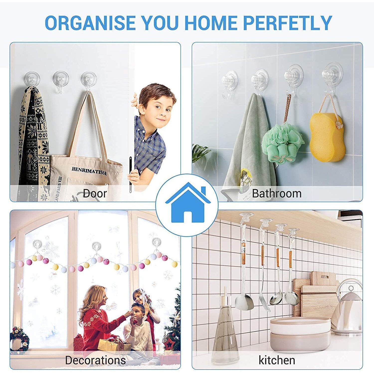 Set 2 carlige cu ventuza, PVC, Transparent - eMAG.ro