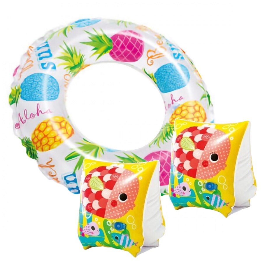 Set Aripioare si Colac Intex pentru inot, Beach sun, 3-6 ani - eMAG.ro