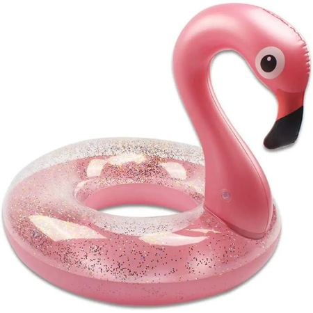 Colac de inot Gonflabil pentru copii, in forma de Flamingo cu Sclipici ...