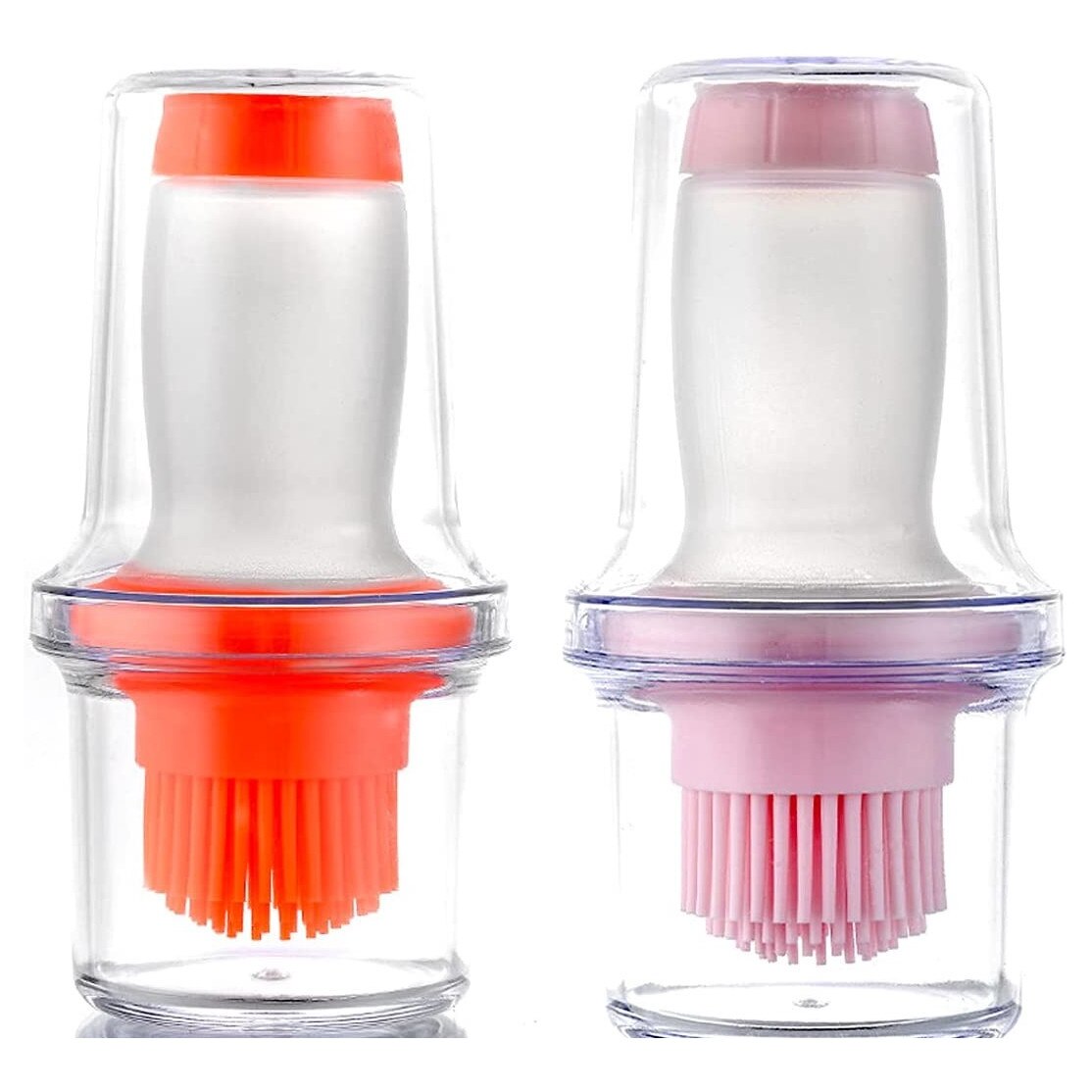 Set 2 sticle ulei cu pensula de ungere, Silicon, Multicolor - eMAG.ro