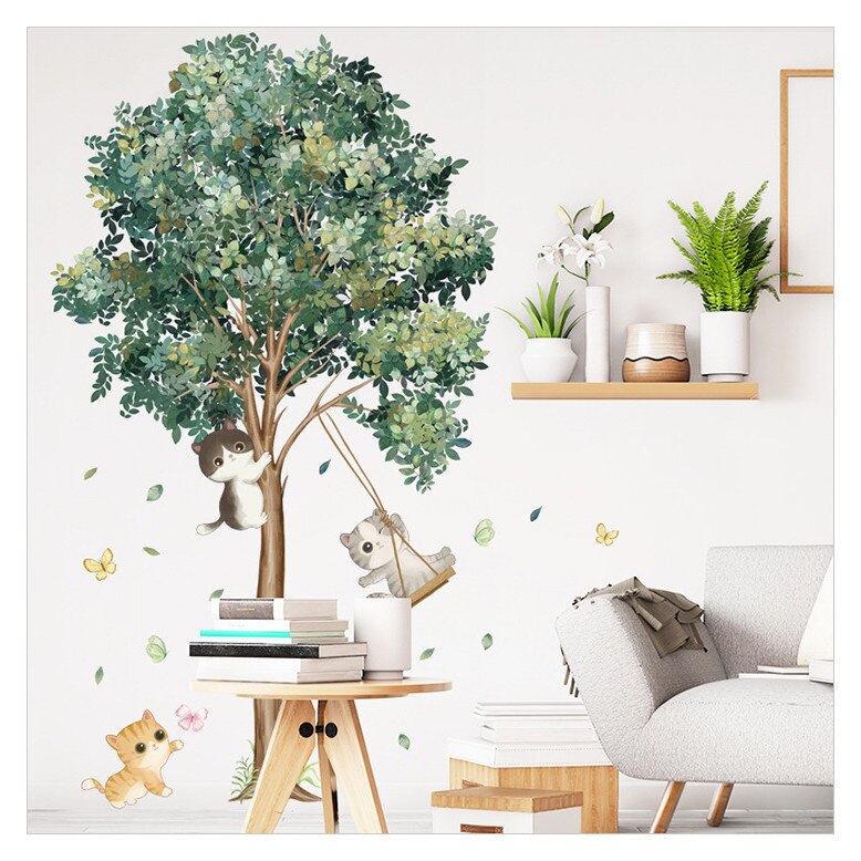 Sticker Autocolant Perete Copii, Pisicute Jucause in Copac, 70x120 cm ...